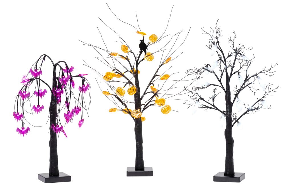 Halloween-pynt, tre med lys | Rusta.com