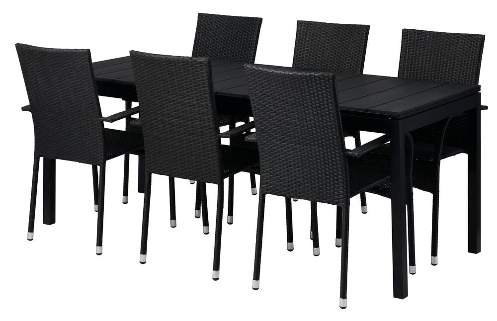 Bord Barcelona, uttrekkbart + 6 stoler Milano | Rusta.com